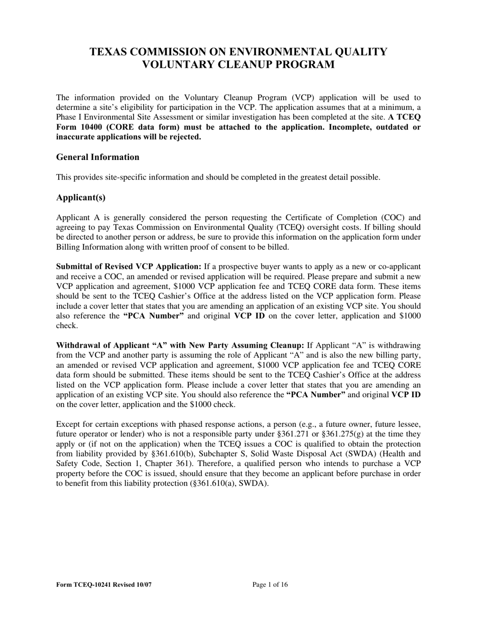 Form TCEQ-10241 - Fill Out, Sign Online and Download Printable PDF ...