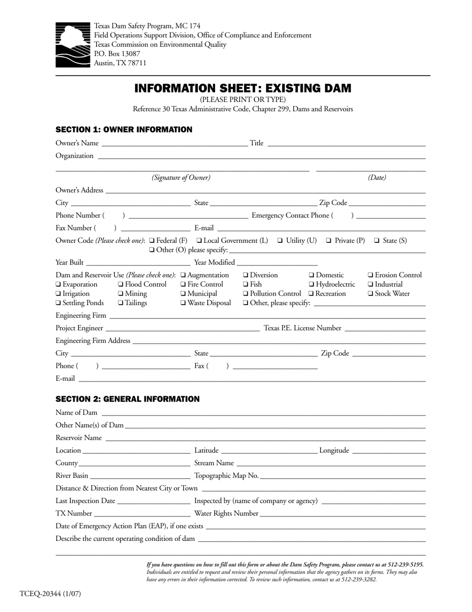 Form 20344 - Fill Out, Sign Online and Download Printable PDF, Texas ...