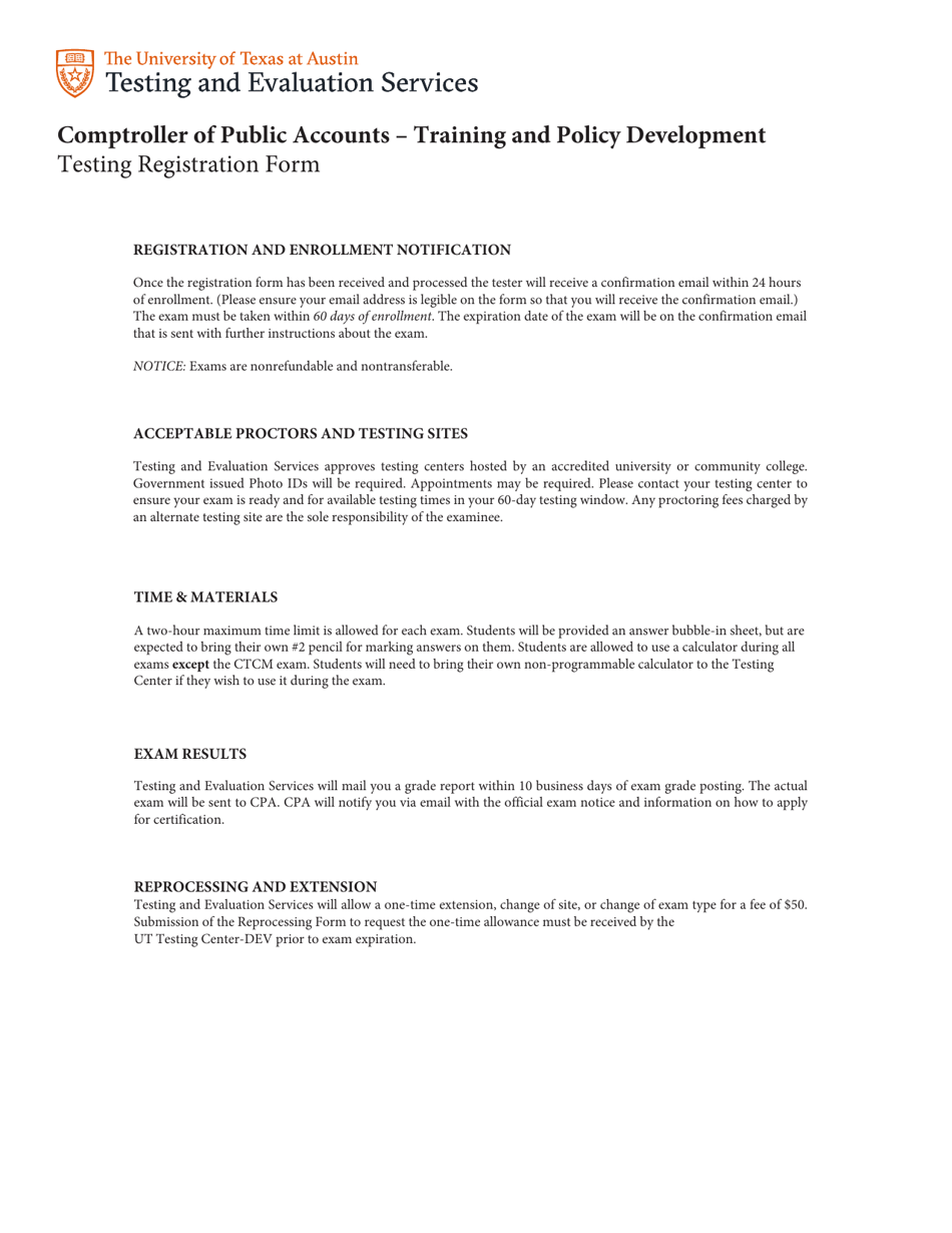 Texas Testing Registration Form - Fill Out, Sign Online and Download ...