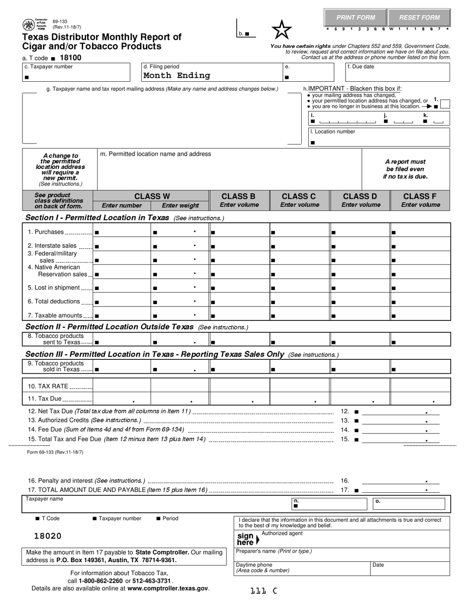 Form 69-133 - Fill Out, Sign Online and Download Fillable PDF, Texas ...