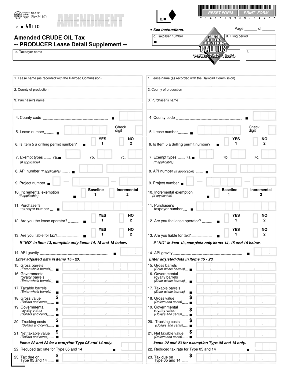 Form 10-172 - Fill Out, Sign Online and Download Fillable PDF, Texas ...