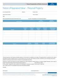Form 50-781 Download Fillable PDF or Fill Online Notice of Appraised ...