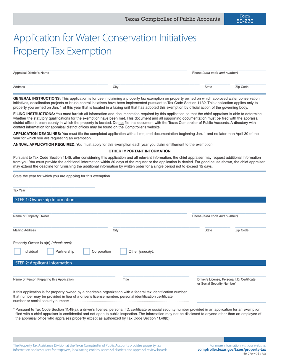 Form 50-270 - Fill Out, Sign Online and Download Fillable PDF, Texas ...
