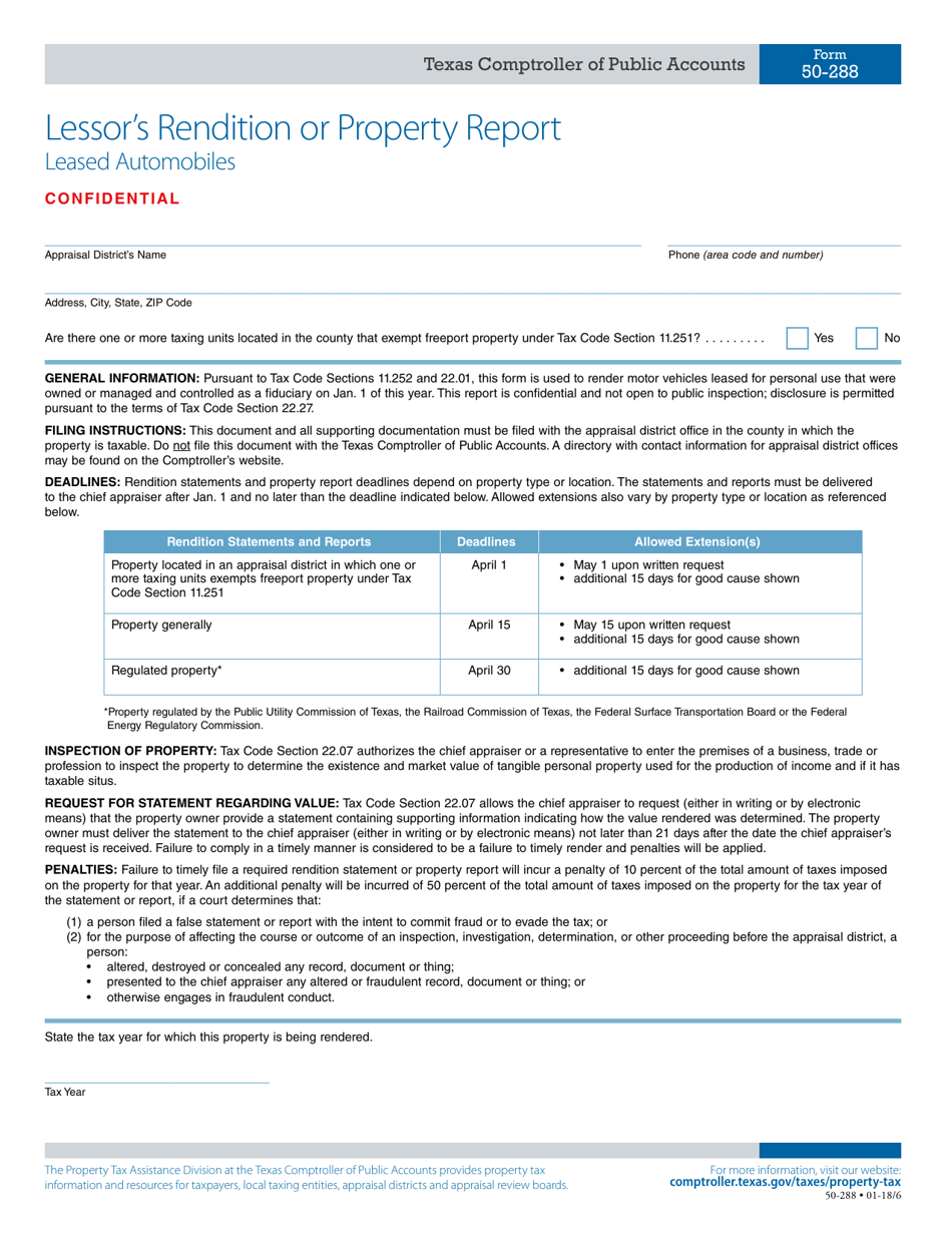 Form 50-288 - Fill Out, Sign Online and Download Fillable PDF, Texas ...