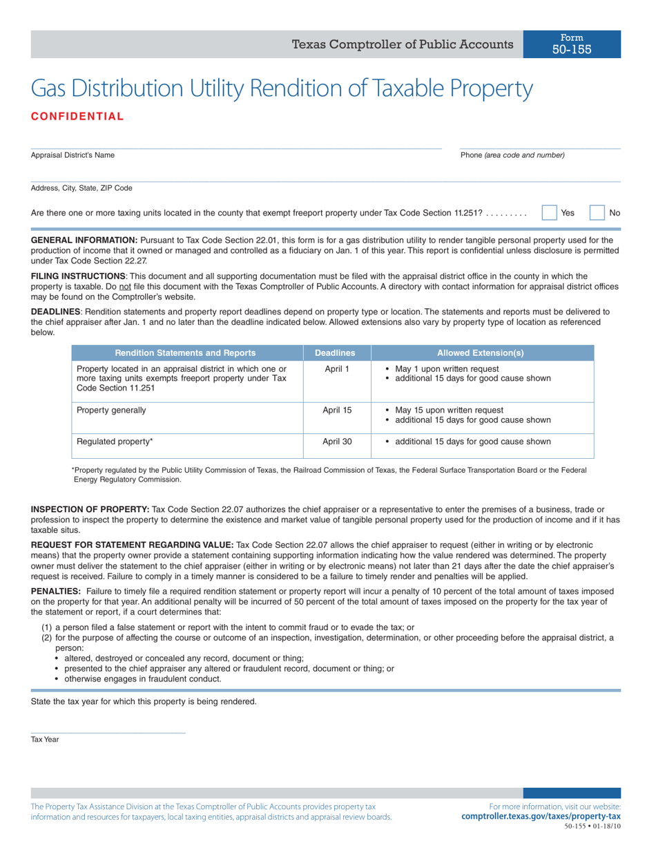 Form 50-155 - Fill Out, Sign Online and Download Fillable PDF, Texas ...