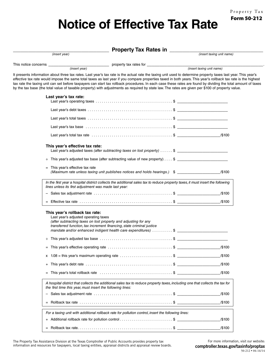 Form 50-212 - Fill Out, Sign Online and Download Fillable PDF, Texas ...