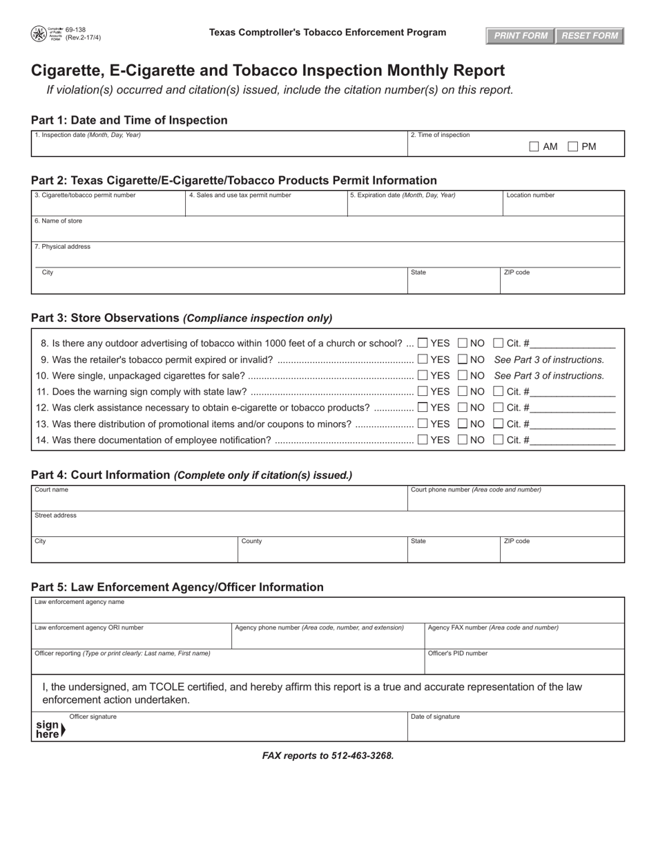 Form 69-138 - Fill Out, Sign Online and Download Fillable PDF, Texas ...