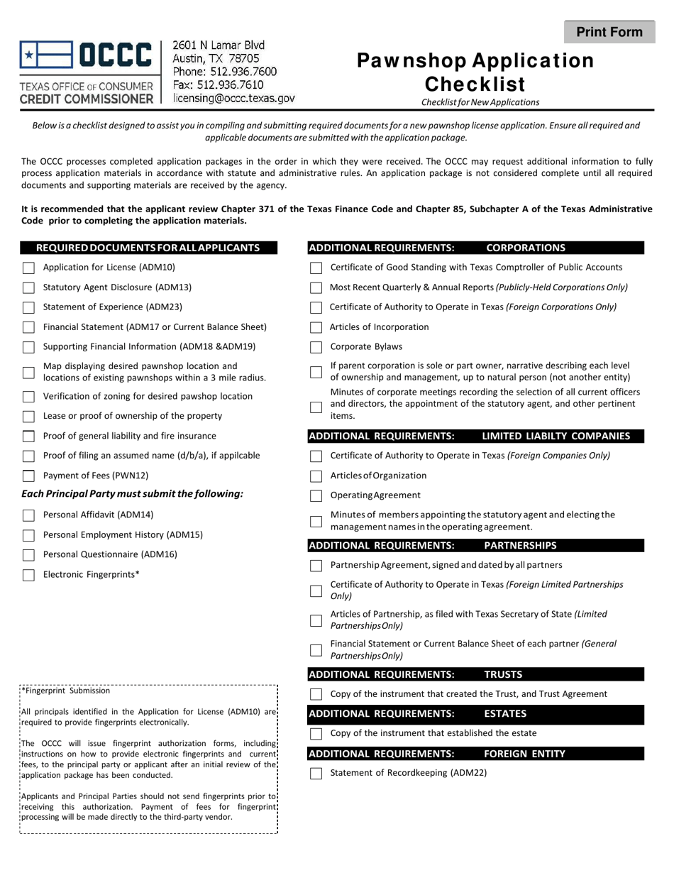 Texas Pawnshop Application Checklist Fill Out Sign Online And texas-pawnshop-application-checklist-fill-out-sign-online-and
