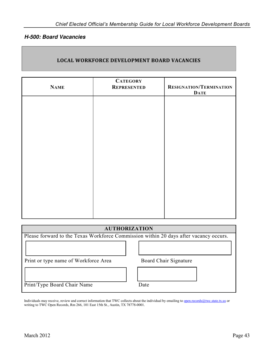 Form H-500 - Fill Out, Sign Online and Download Fillable PDF, Texas ...