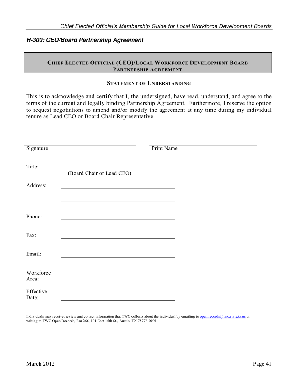 Form H-300 - Fill Out, Sign Online and Download Fillable PDF, Texas ...