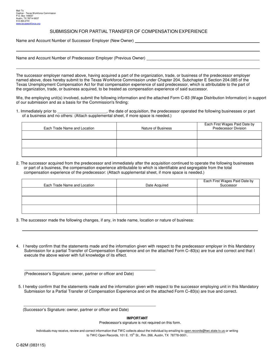 Form C-82M - Fill Out, Sign Online and Download Fillable PDF, Texas ...