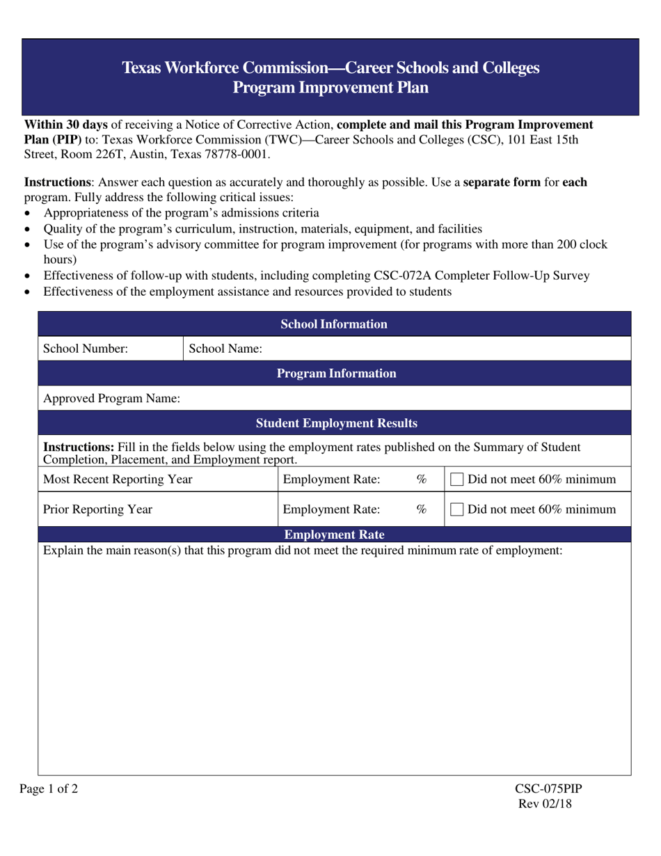Form CSC-075PIP - Fill Out, Sign Online and Download Fillable PDF ...