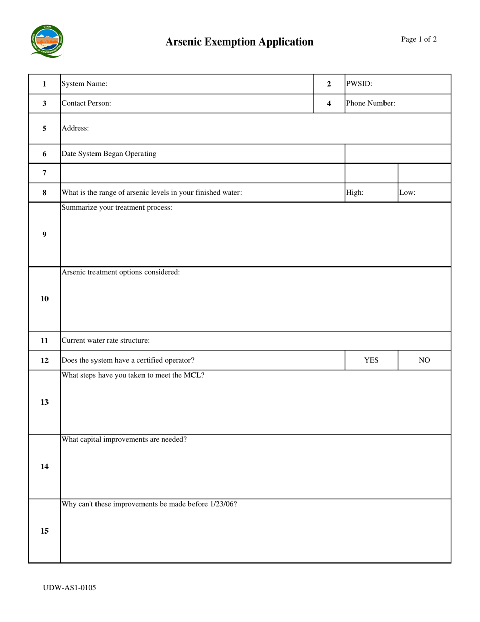 Form UDW-AS1-0105 - Fill Out, Sign Online and Download Printable PDF ...