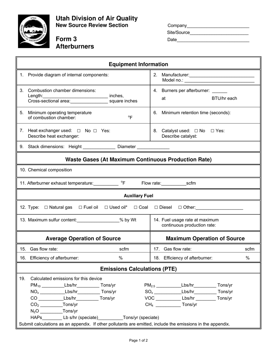 Form 3 Download Printable PDF or Fill Online Afterburners Utah ...