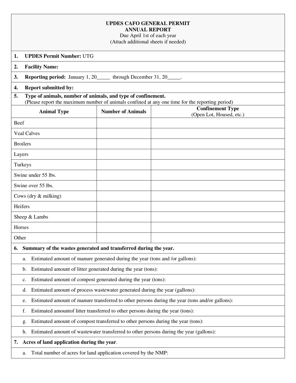 Utah Updes Cafo General Permit Annual Report Form - Fill Out, Sign ...