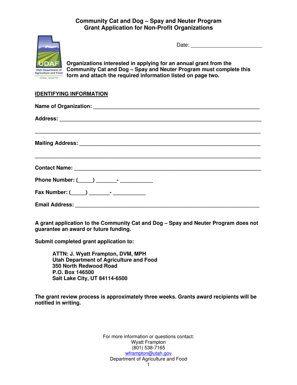 Utah Community Cat and Dog - Spay and Neuter Program Grant Application ...