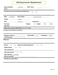 Vermont Ncic Entry Form for "wanted Person" - Fill Out, Sign Online and ...