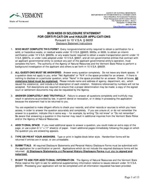 Disclosure Statement