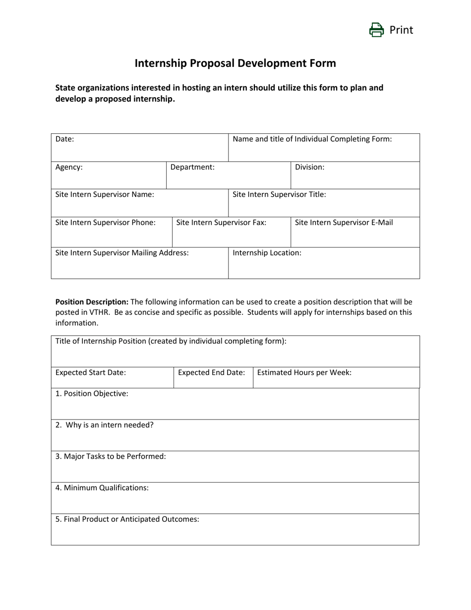 Vermont Internship Proposal Development Form - Fill Out, Sign Online ...