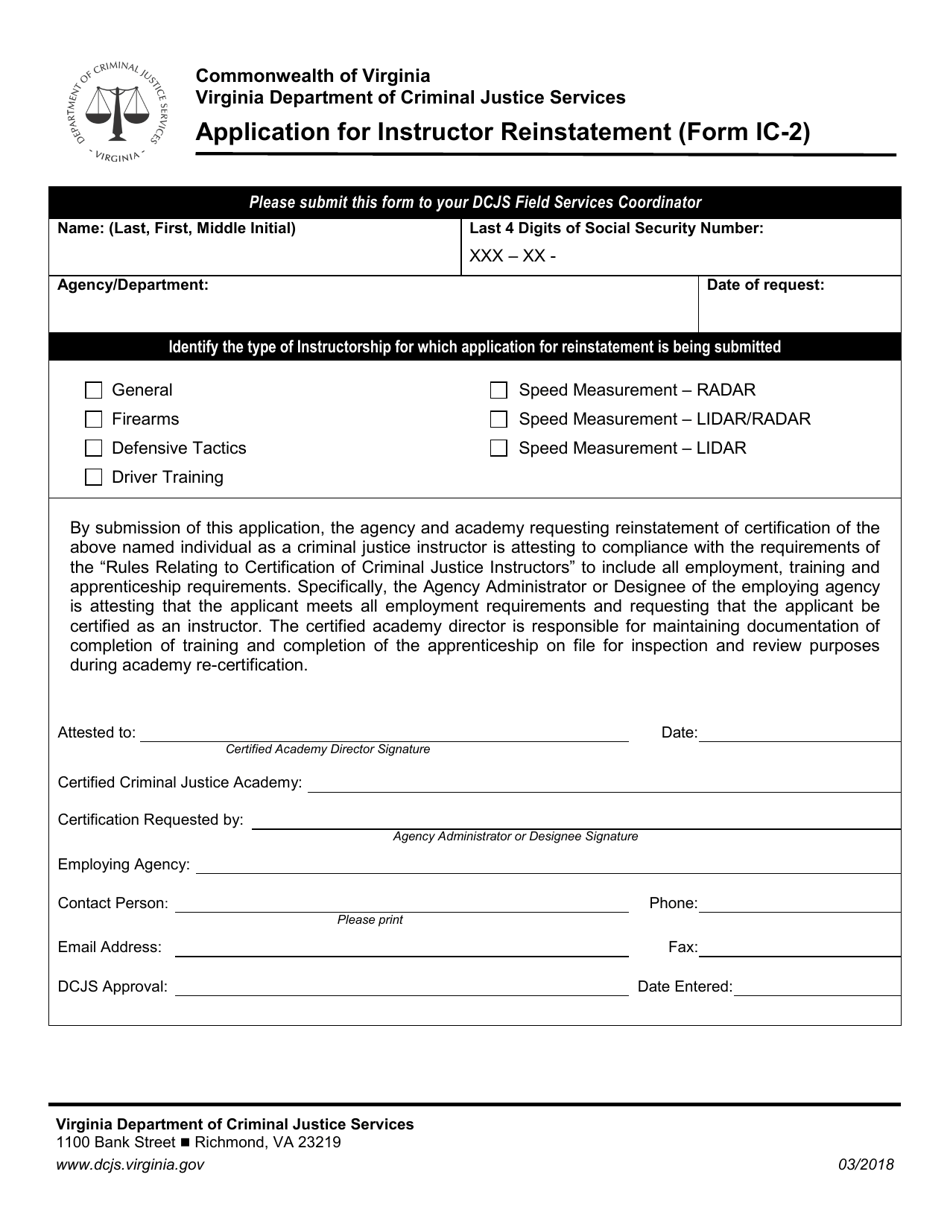 Form IC-2 - Fill Out, Sign Online and Download Fillable PDF, Virginia ...