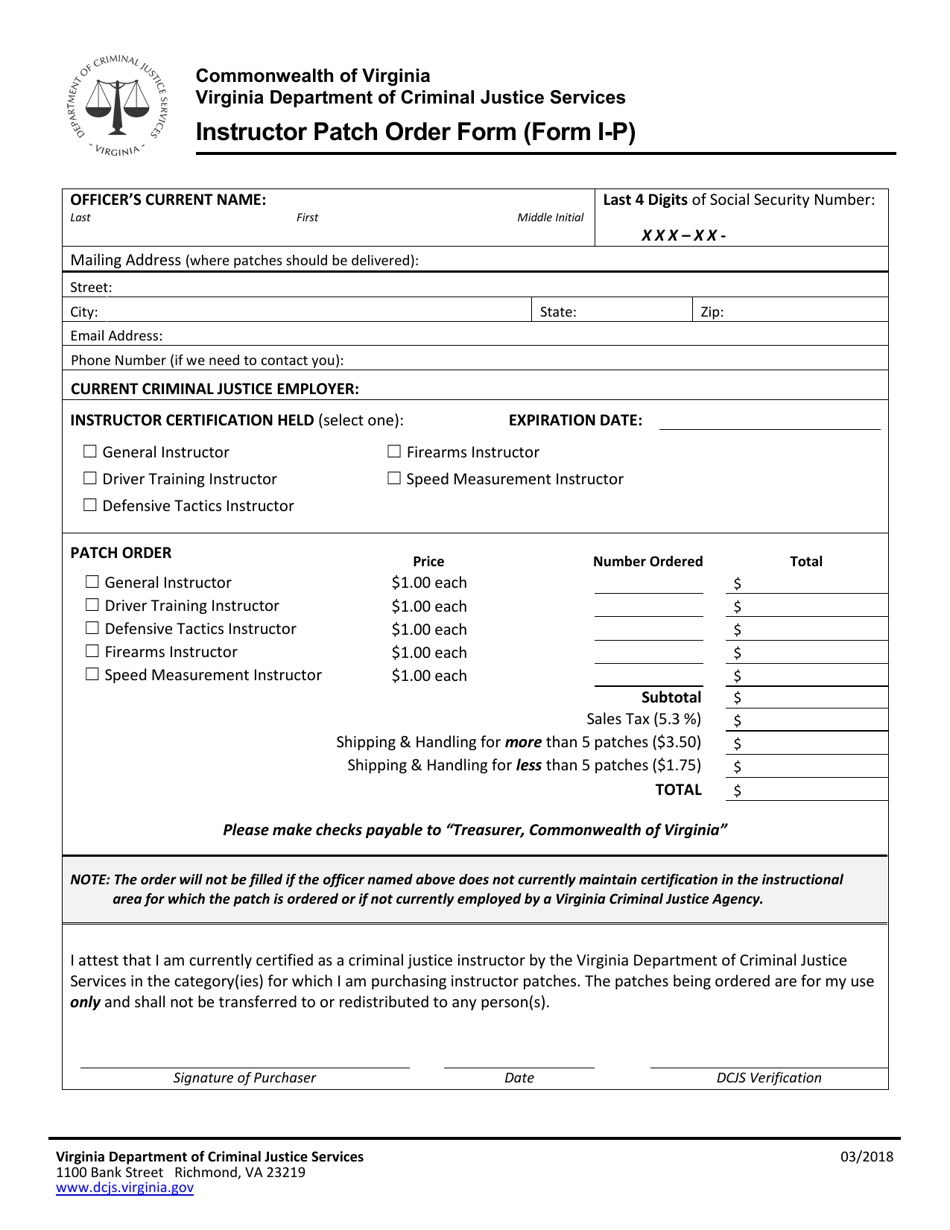 Form I-P - Fill Out, Sign Online and Download Fillable PDF, Virginia ...