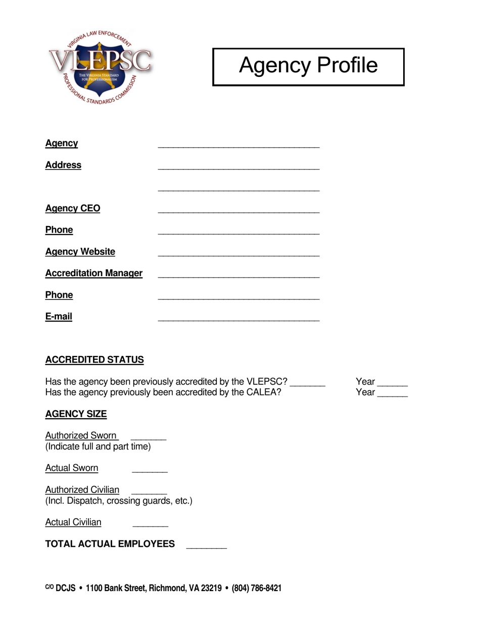 Virginia Agency Profile Form - Fill Out, Sign Online and Download PDF ...