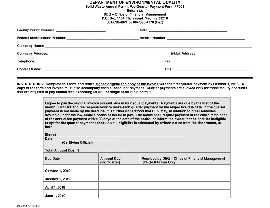 Form PF001 - Fill Out, Sign Online and Download Printable PDF, Virginia | Templateroller