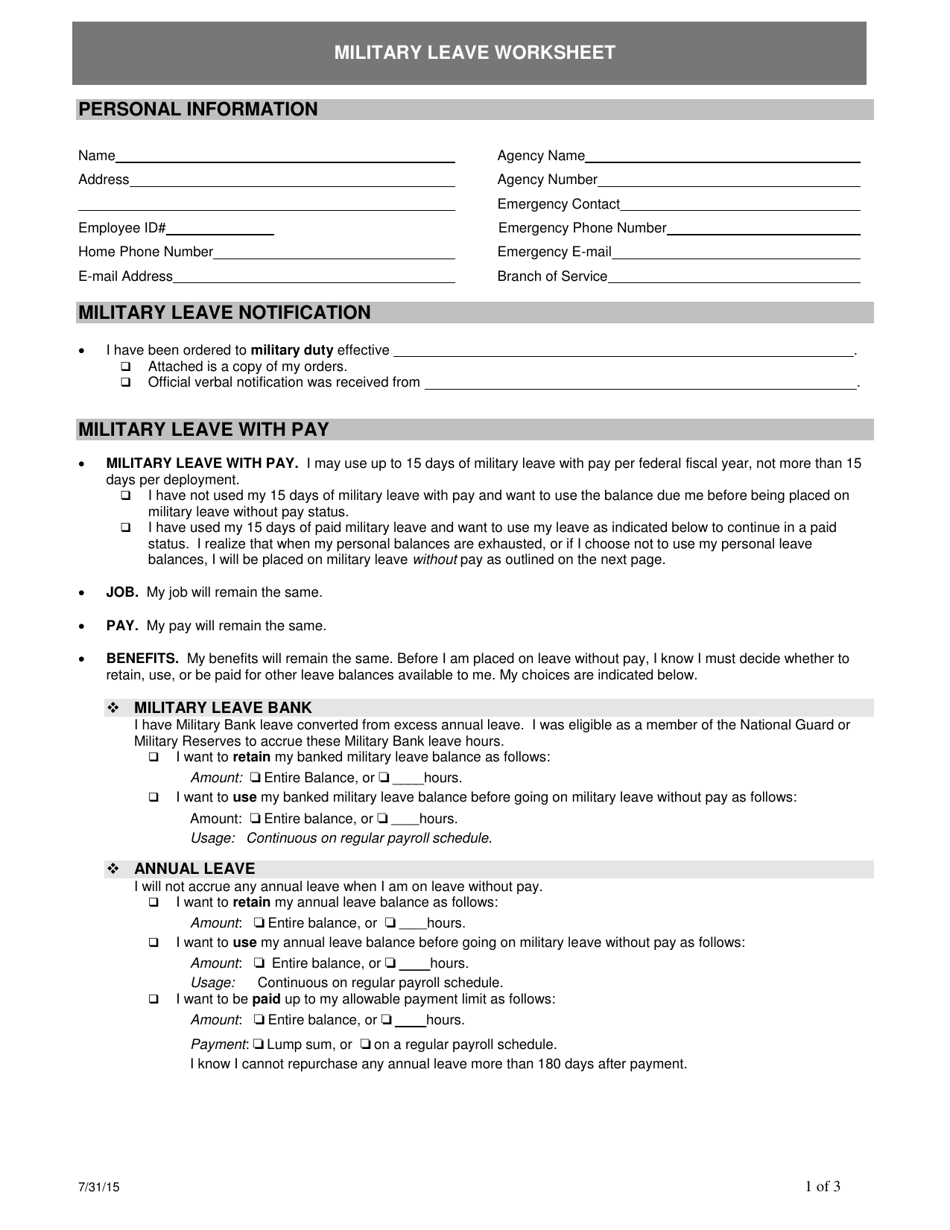 Virginia Military Leave Worksheet - Fill Out, Sign Online and Download ...
