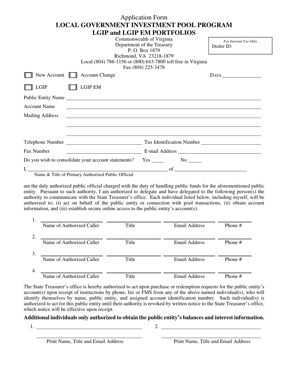 Virginia Local Government Investment Pool Program Lgip and Lgip Em ...