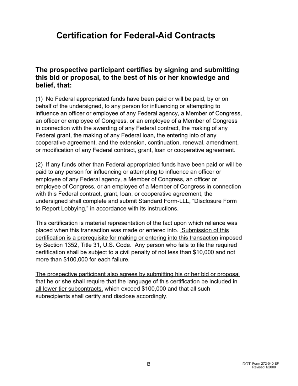 DOT Form 272-040 - Fill Out, Sign Online and Download Printable PDF ...