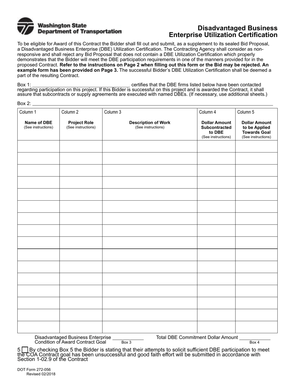 DOT Form 272-056 - Fill Out, Sign Online and Download Fillable PDF ...