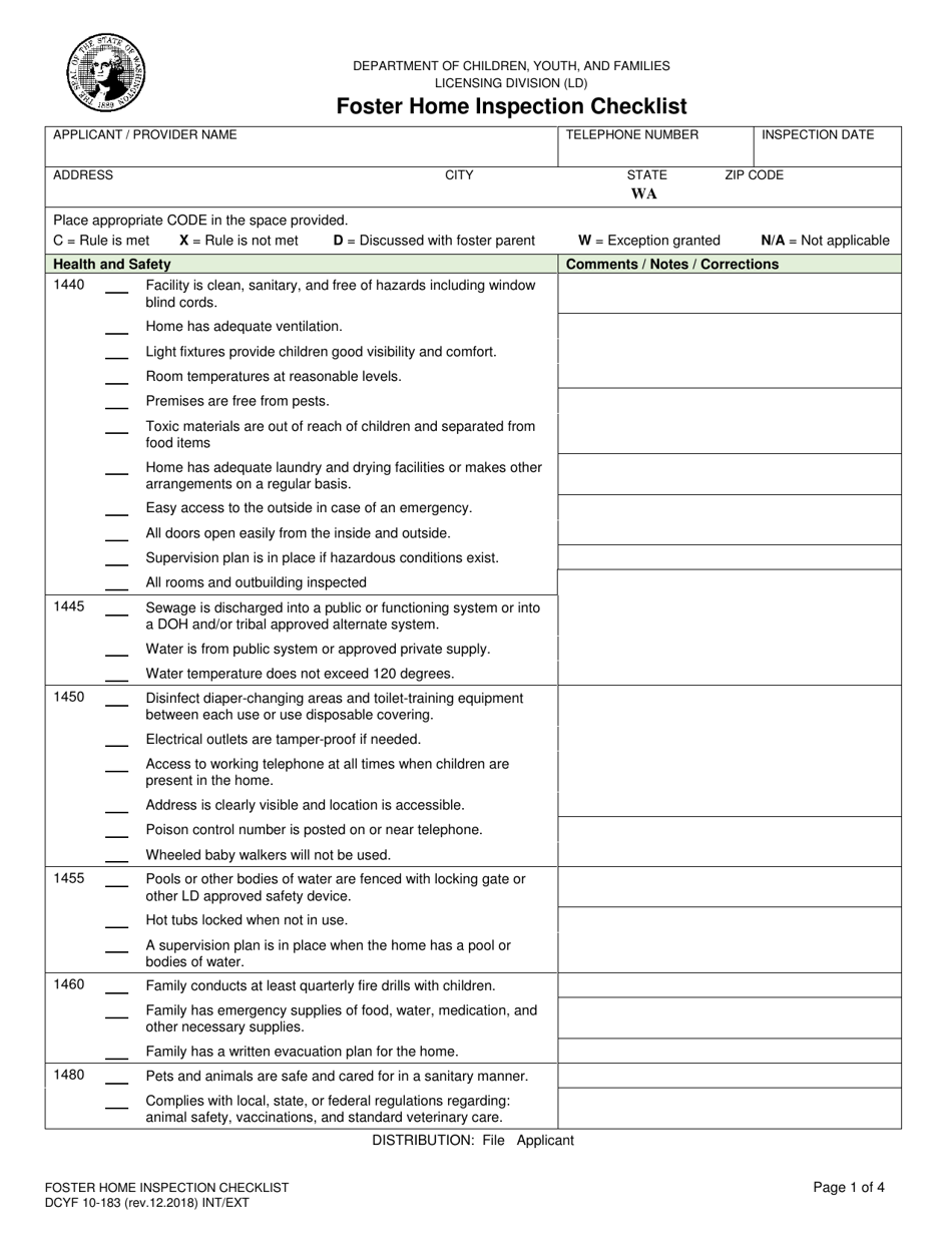 California Foster Care Home Inspection Checklist Homemade Ftempo