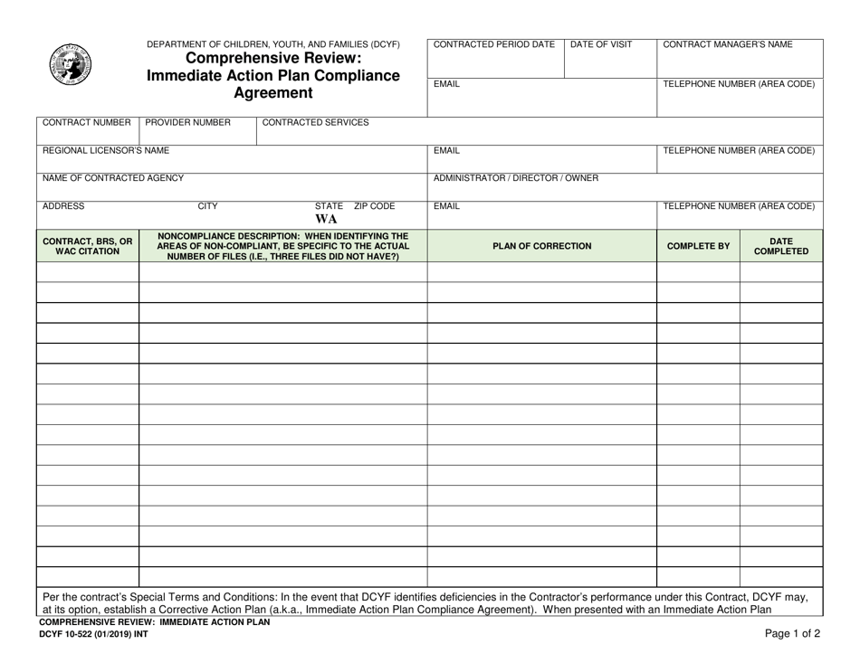 DCYF Form 10-522 - Fill Out, Sign Online and Download Fillable PDF ...