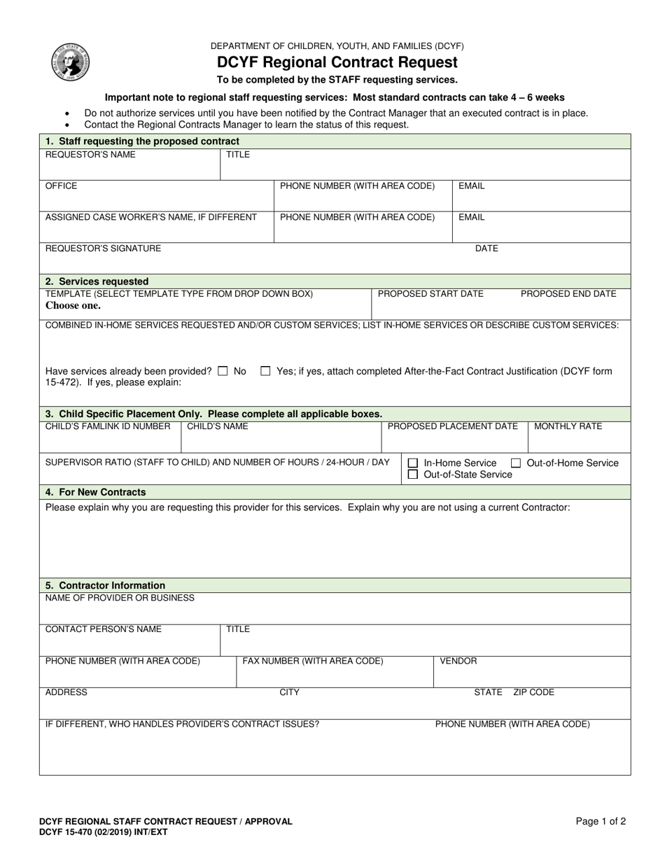 DCYF Form 15-470 Download Fillable PDF or Fill Online Dcyf Regional ...