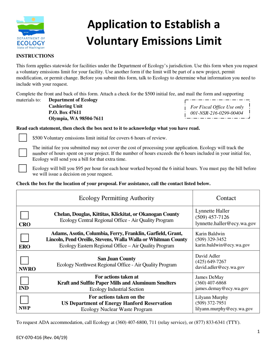 Form ECY070-416 - Fill Out, Sign Online and Download Fillable PDF ...