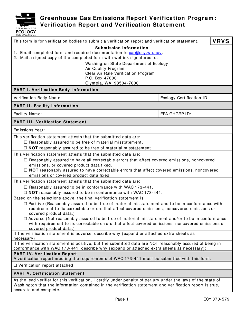 Form ECY070-579 - Fill Out, Sign Online and Download Fillable PDF ...