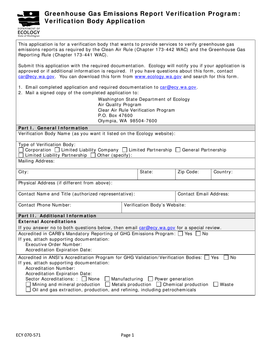 Form ECY070-571 - Fill Out, Sign Online and Download Fillable PDF ...