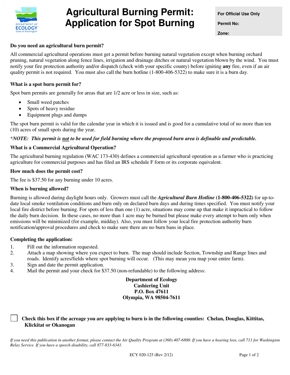 Form ECY020-125 - Fill Out, Sign Online and Download Printable PDF ...