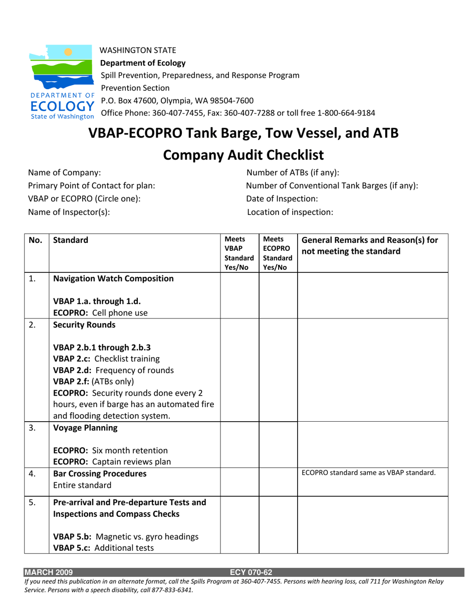 Form ECY070-62 - Fill Out, Sign Online and Download Printable PDF ...