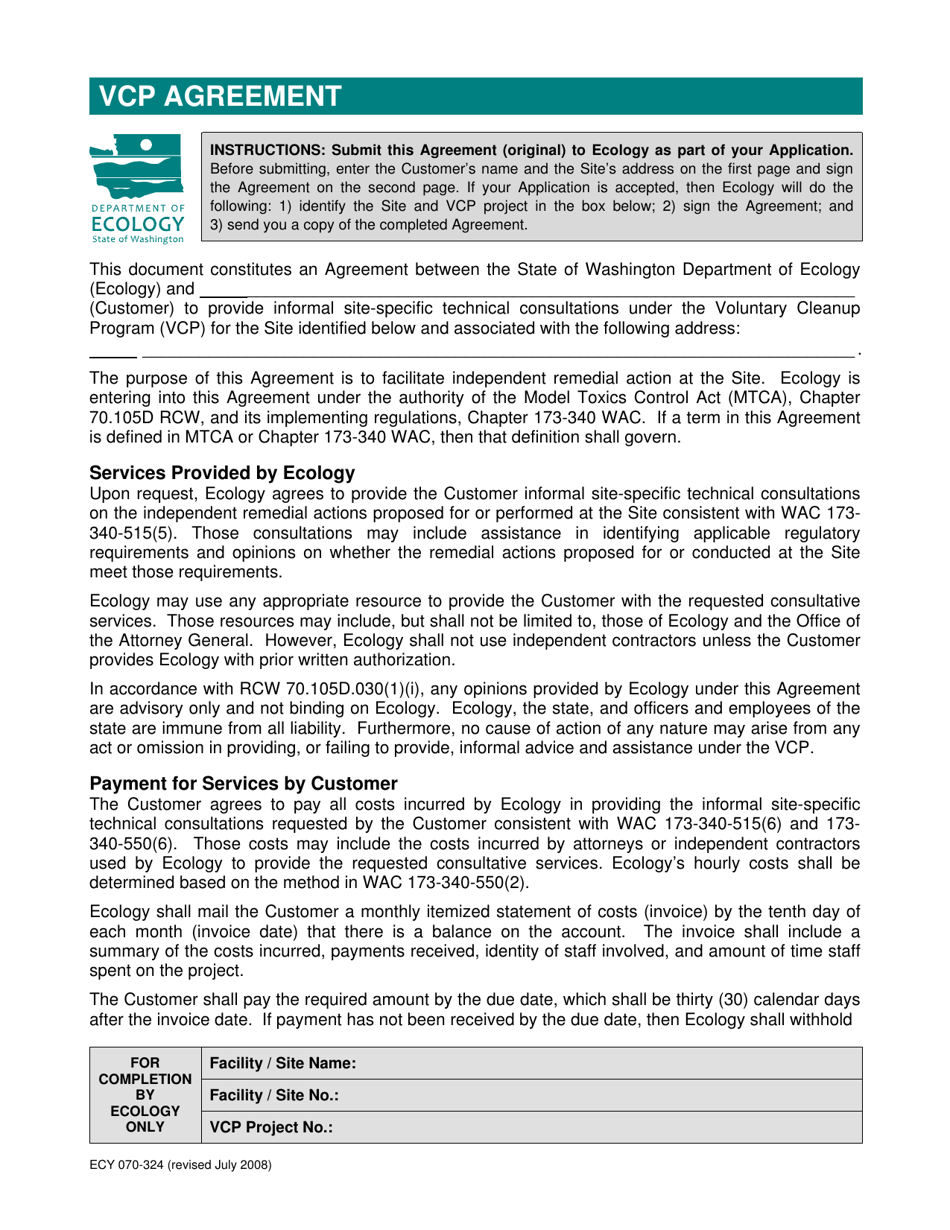 Form ECY070-324 - Fill Out, Sign Online and Download Printable PDF ...