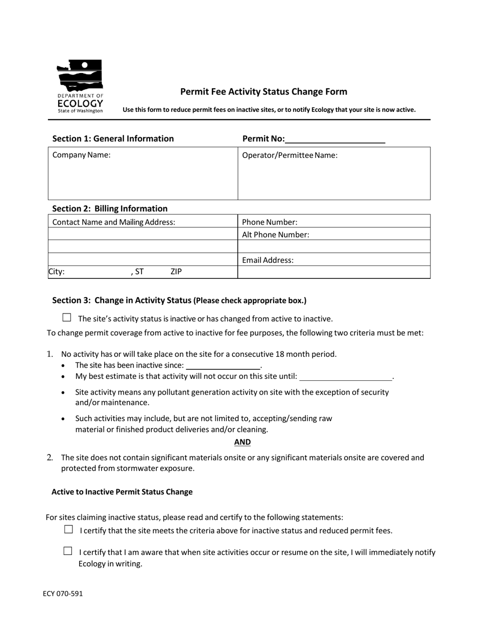 Form ECY070-591 - Fill Out, Sign Online and Download Fillable PDF ...