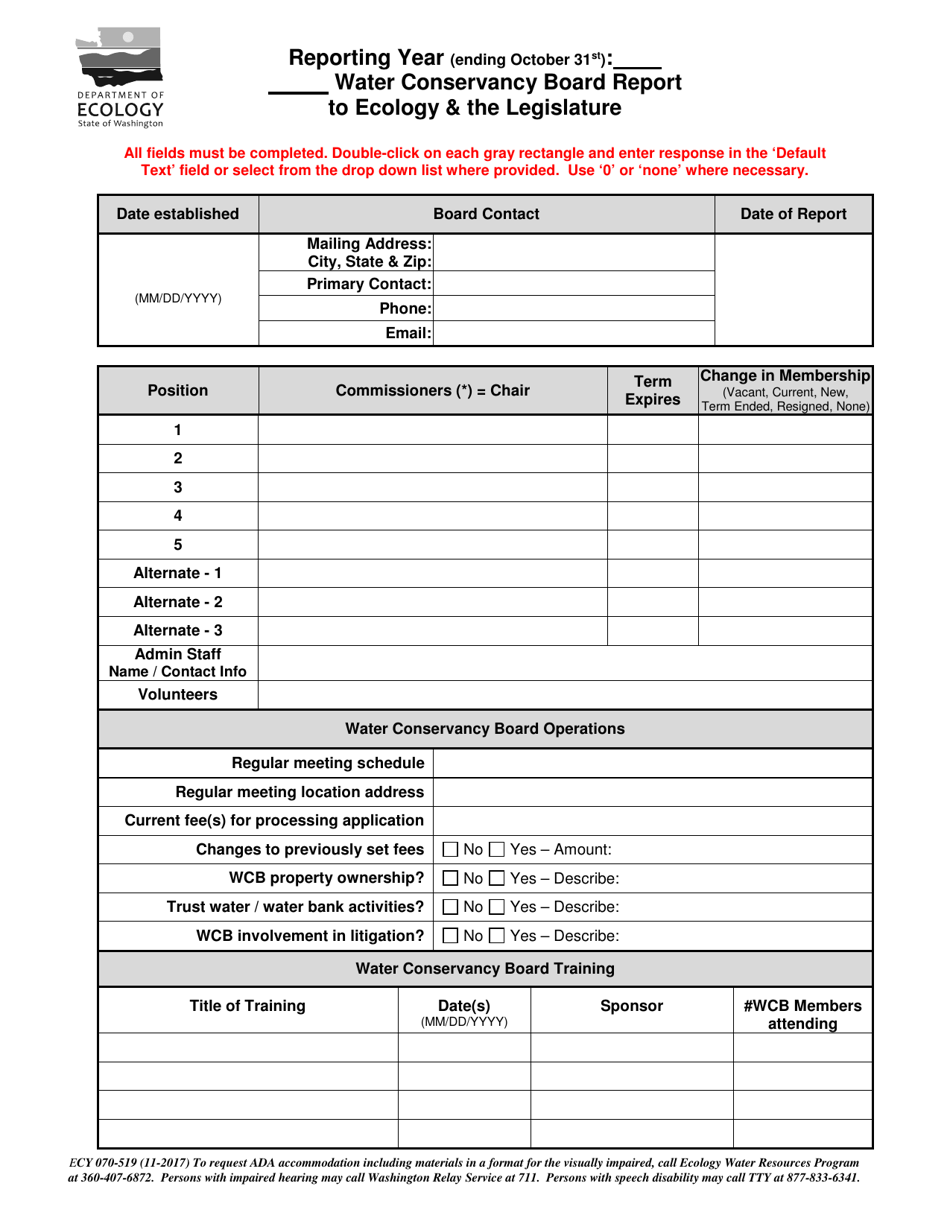 Form ECY070-519 - Fill Out, Sign Online and Download Printable PDF ...