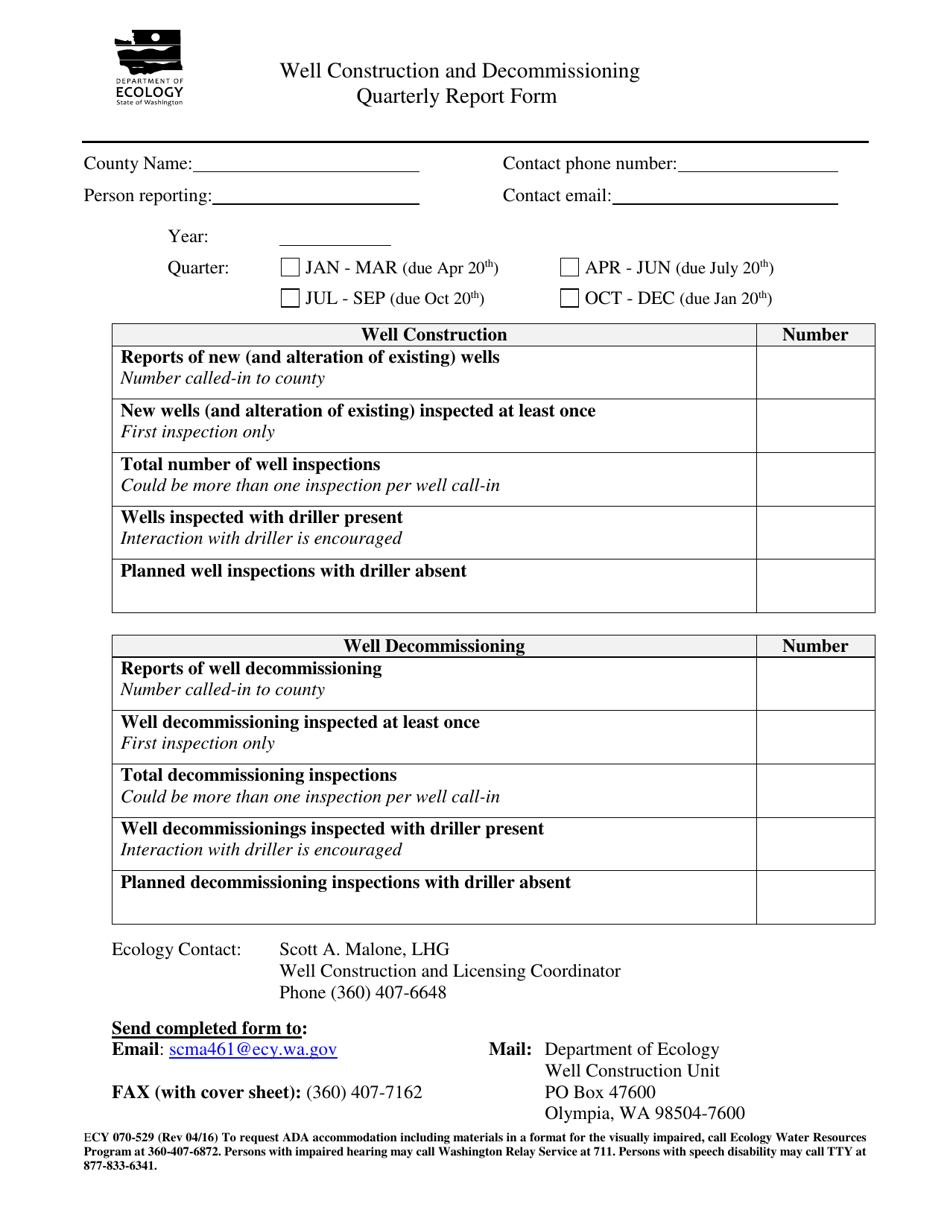 Form ECY070-529 - Fill Out, Sign Online and Download Fillable PDF ...