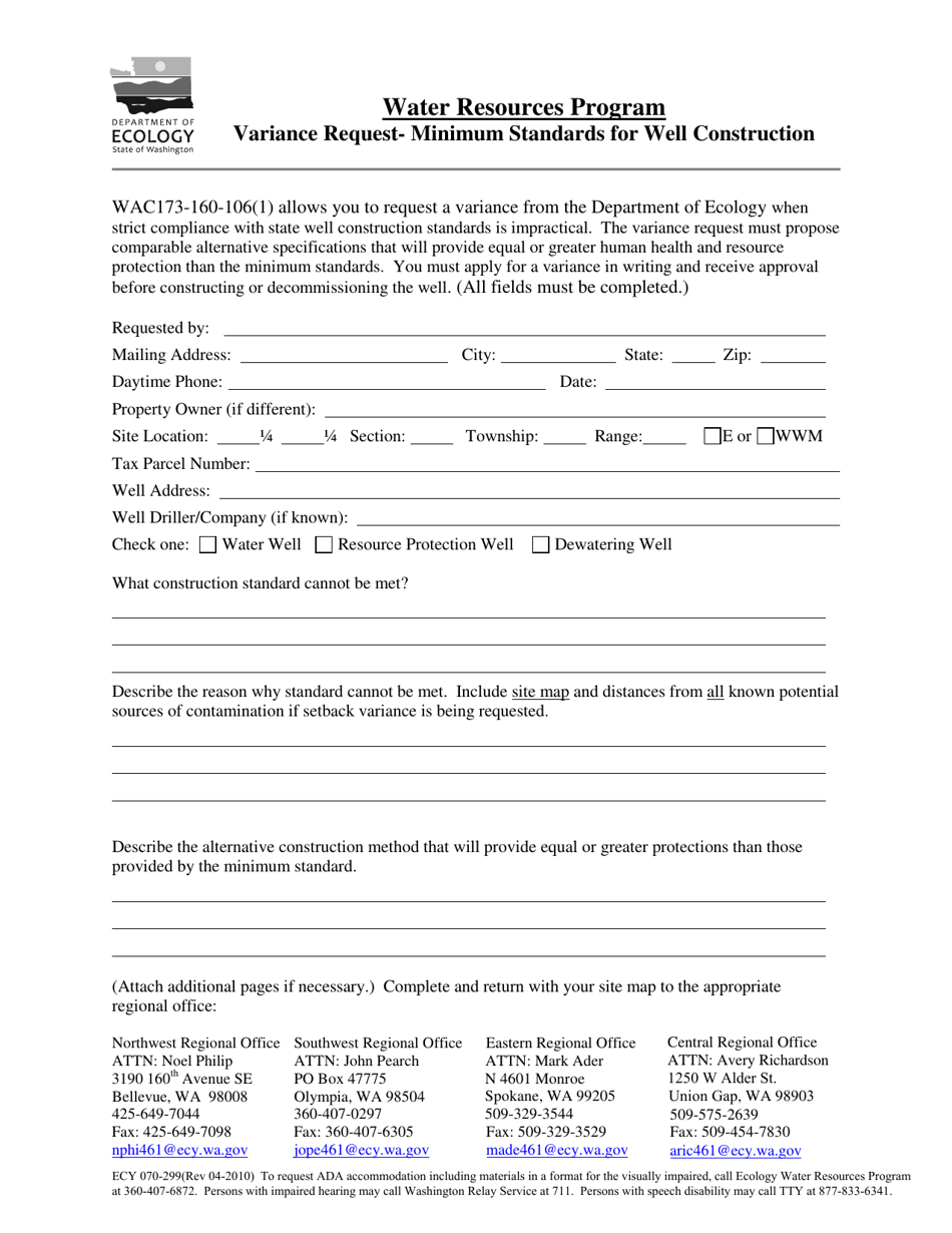Form ECY070-299 - Fill Out, Sign Online and Download Fillable PDF ...