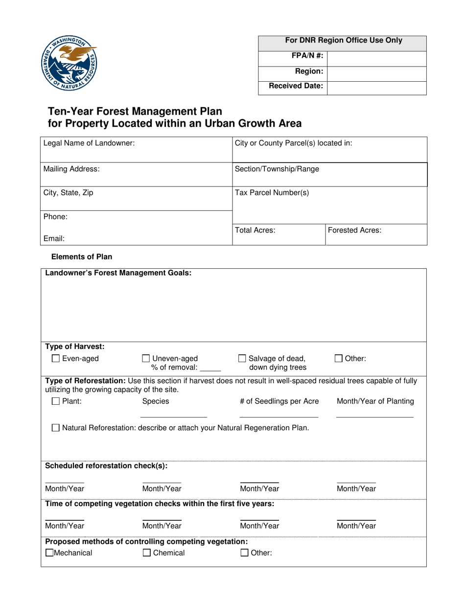 Washington Ten-Year Forest Management Plan for Property Located Within ...