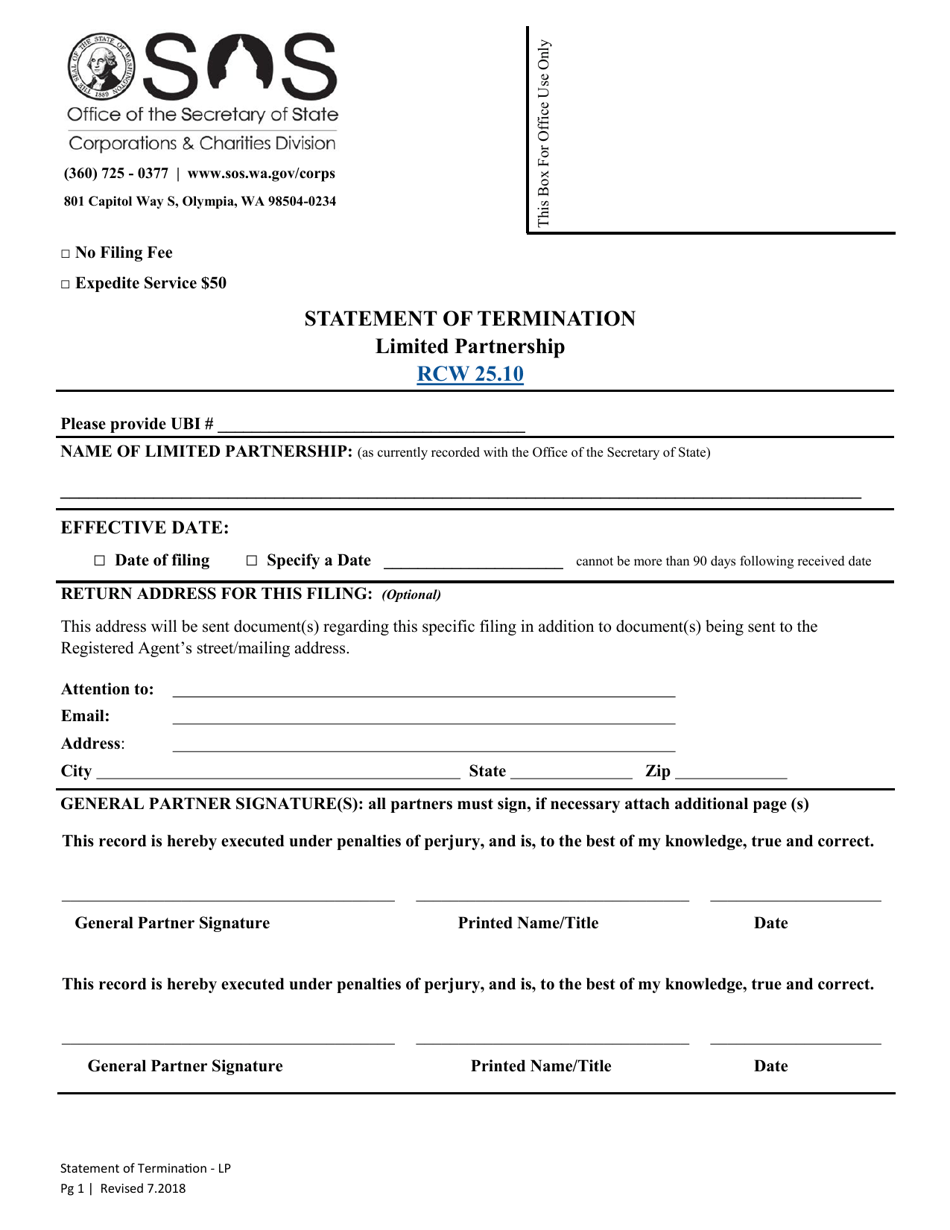 Washington Statement of Termination - Limited Partnership - Fill Out ...