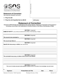 Washington Statement of Correction - Profit Corporation - Fill Out ...