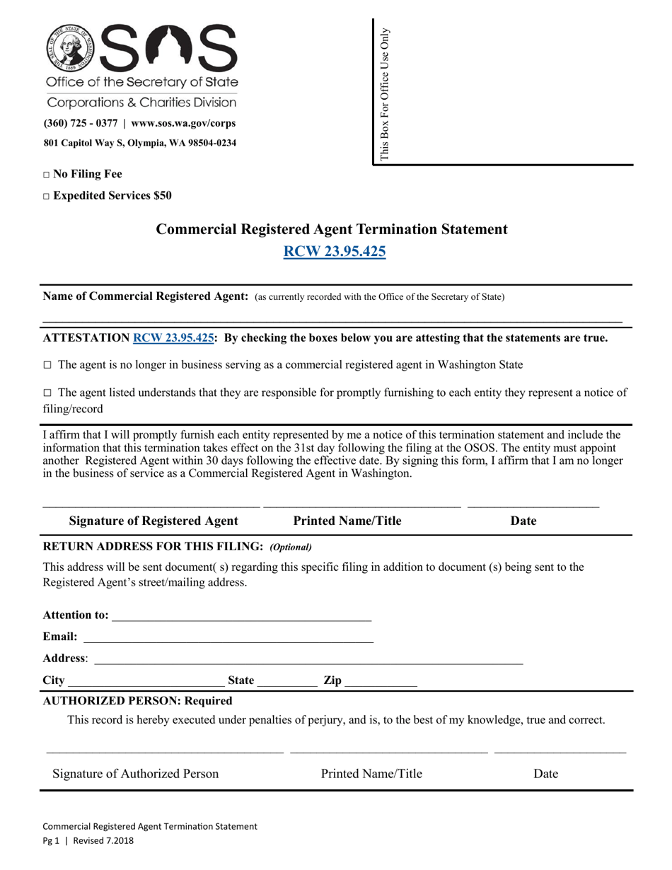 Washington Commercial Registered Agent Termination Statement - Fill Out ...