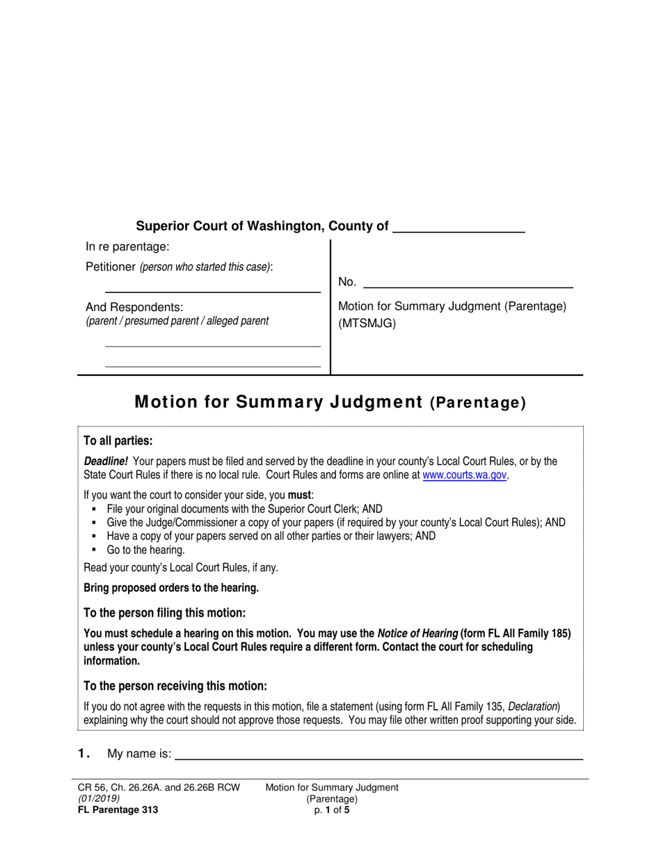 Form FL Parentage313 - Fill Out, Sign Online and Download Printable PDF ...