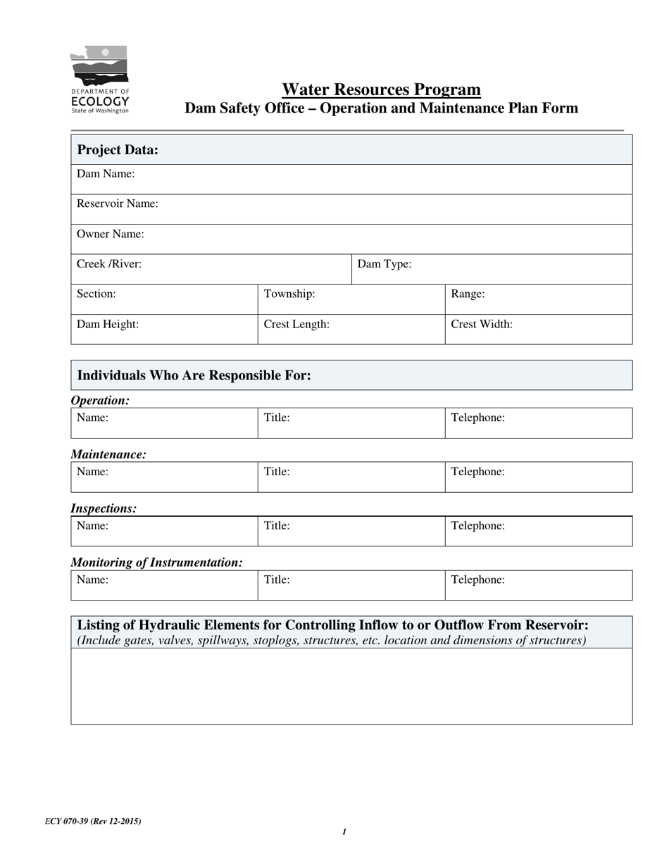Form ECY070-39 - Fill Out, Sign Online and Download Fillable PDF, Washington | Templateroller